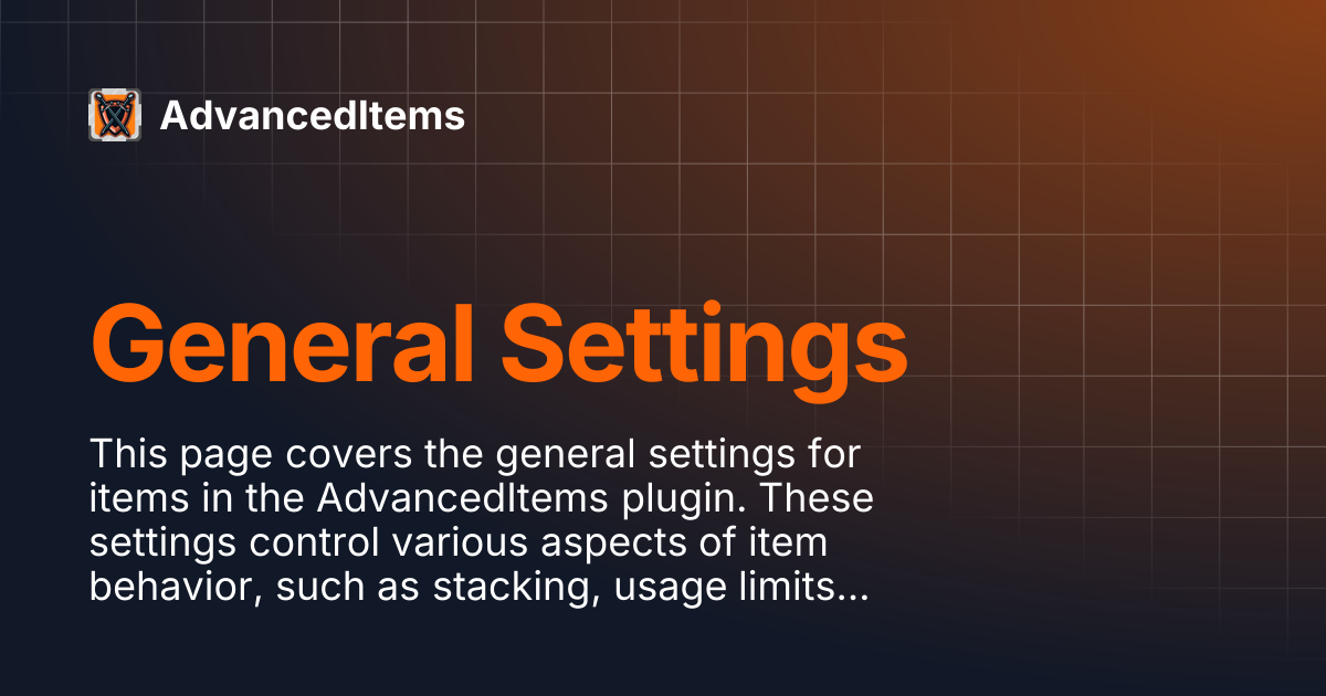 General Settings Advanceditems